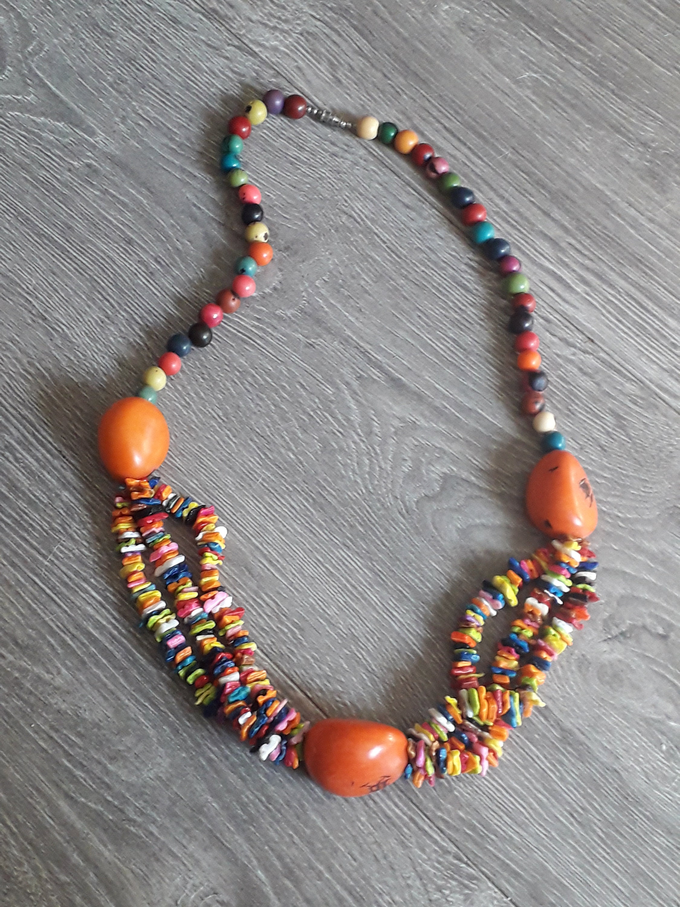 Hand Made Peruvian Multi-coloured Tagua Nut, Seed and Shell Chunky ...
