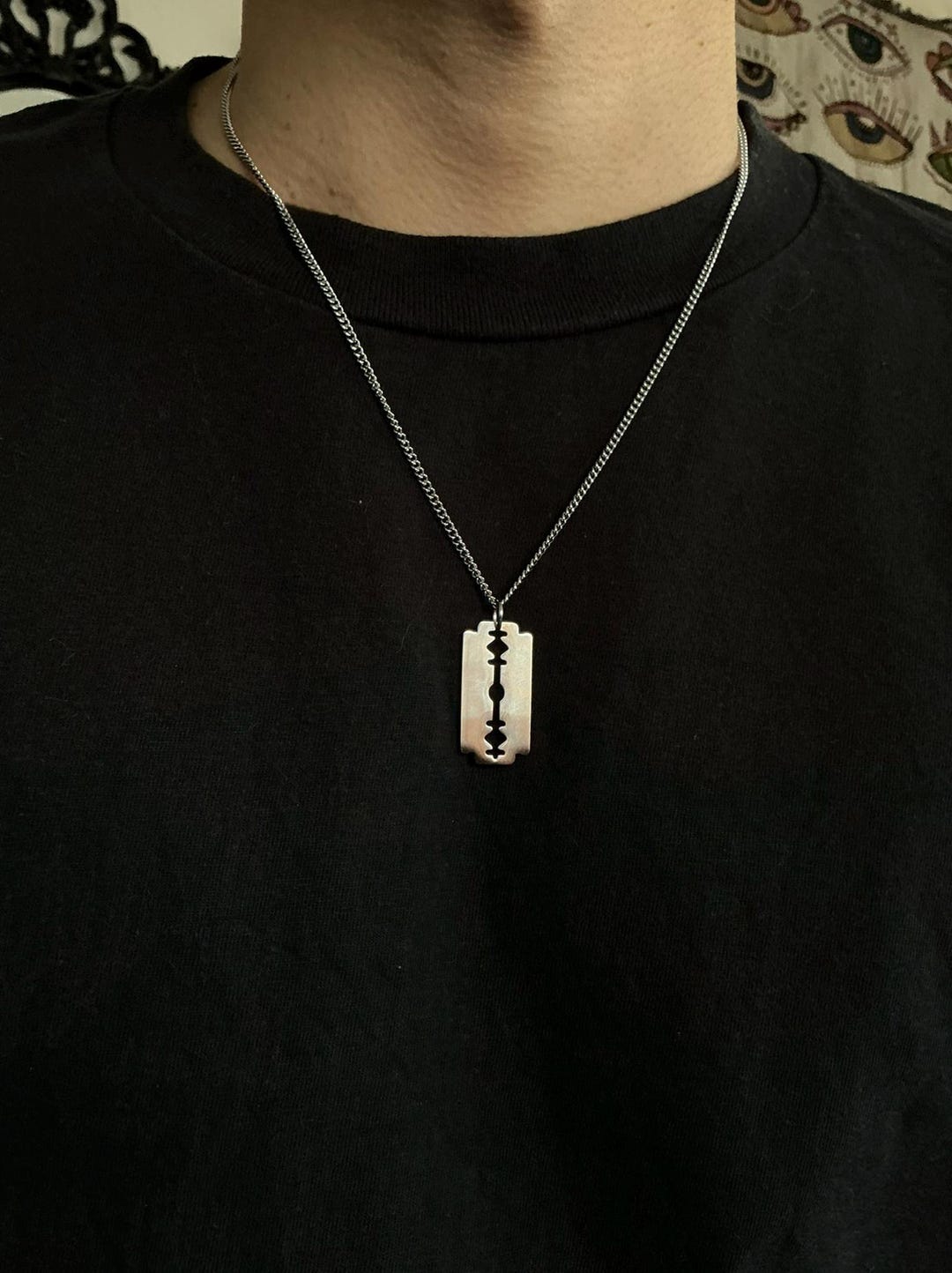Razor Blade Necklace: Sterling Silver, Stainless Steel Pendant ...