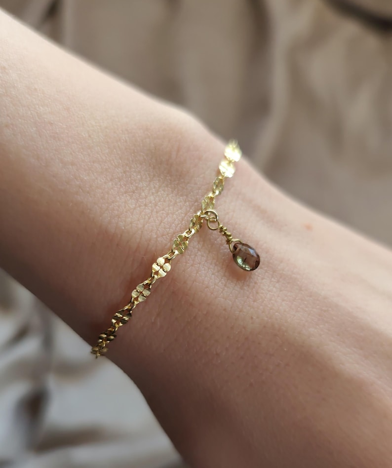 Andalusite Gemstone Bracelet: 14K Gold Vermeil, Minimalist Wrap - Etsy