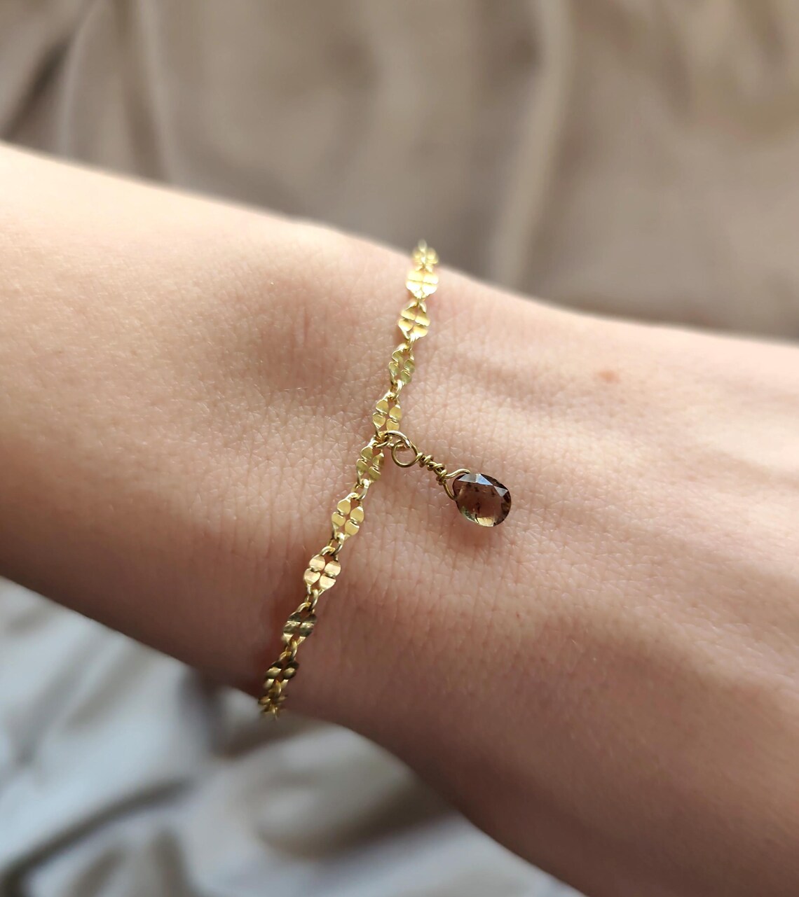 Andalusite Gemstone Bracelet: 14K Gold Vermeil, Minimalist Wrap - Etsy
