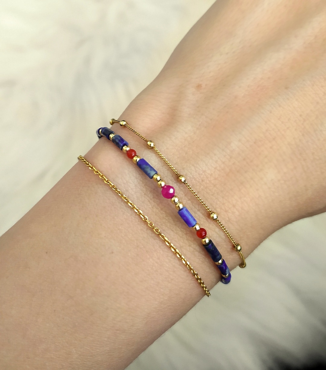 Cleopatra / Lapis Lazuli, Carnelian and Ruby Bracelet / Egyptian ...