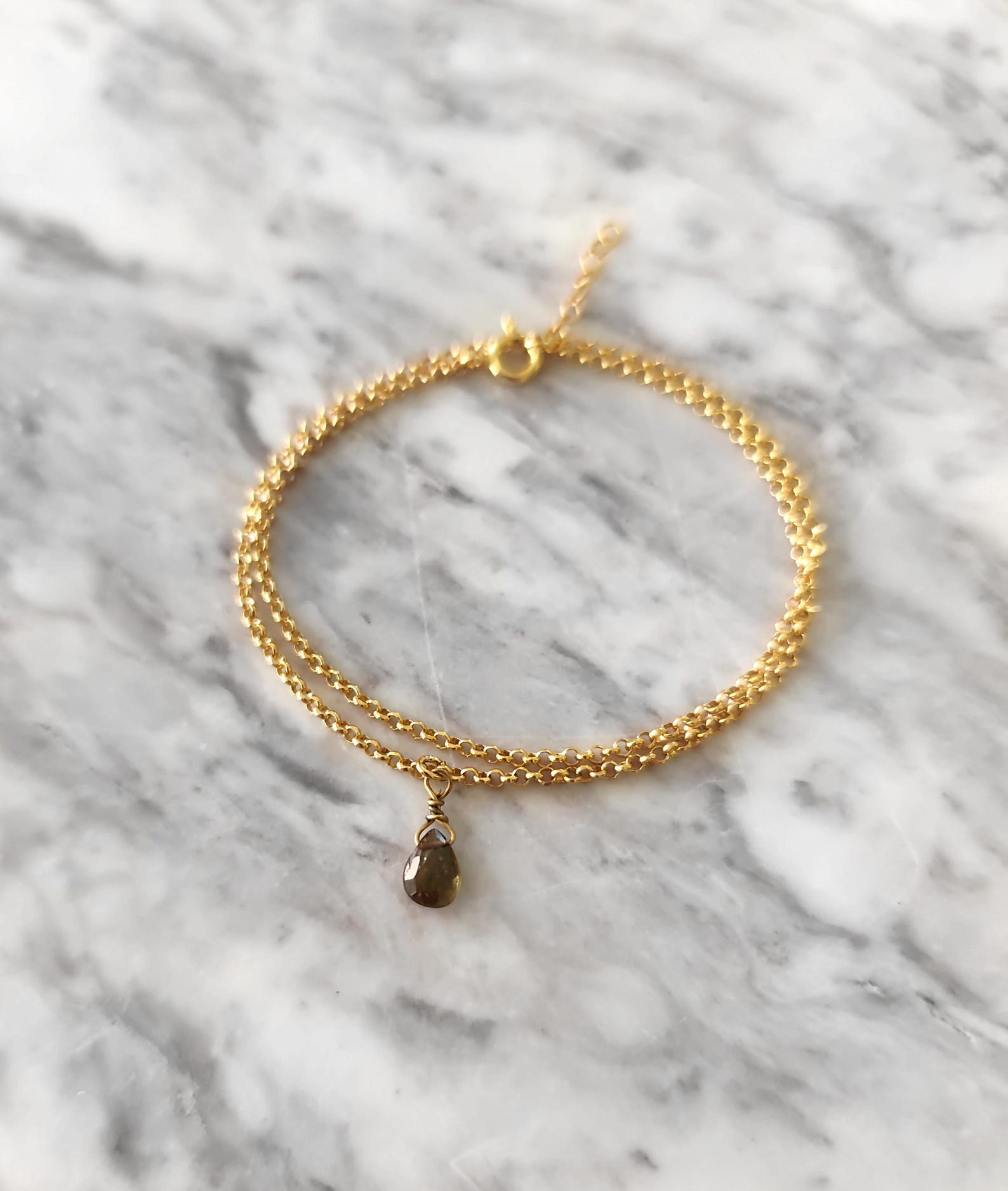 Andalusite Gemstone Bracelet: 14K Gold Vermeil, Minimalist Wrap - Etsy