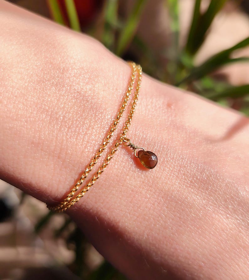 Andalusite Gemstone Bracelet: 14K Gold Vermeil, Minimalist Wrap - Etsy