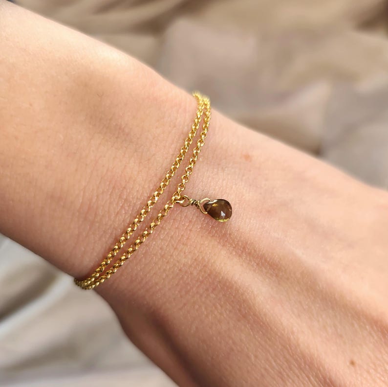 Andalusite Gemstone Bracelet: 14K Gold Vermeil, Minimalist Wrap - Etsy