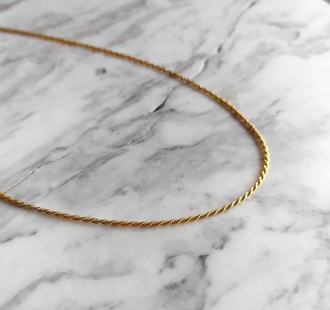 14K Gold Vermeil Rope Chain Necklace - Sterling Silver Base - Etsy