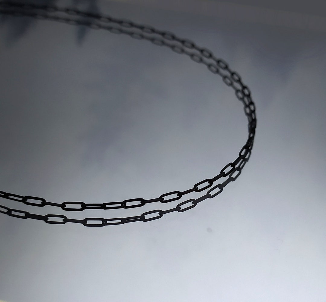 Night / Black Paperclip Chain Necklace / Black Layering Chain ...