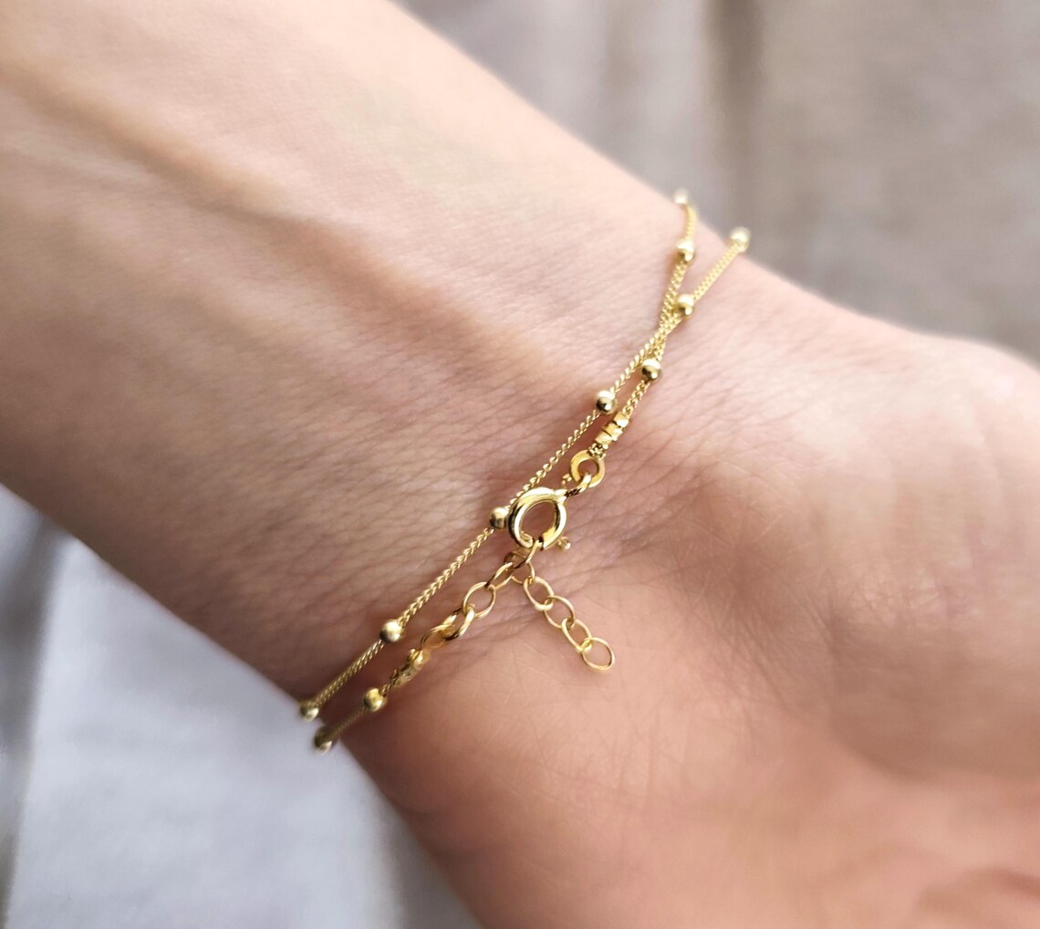 Andalusite Gemstone Bracelet: 14K Gold Vermeil, Minimalist Wrap - Etsy