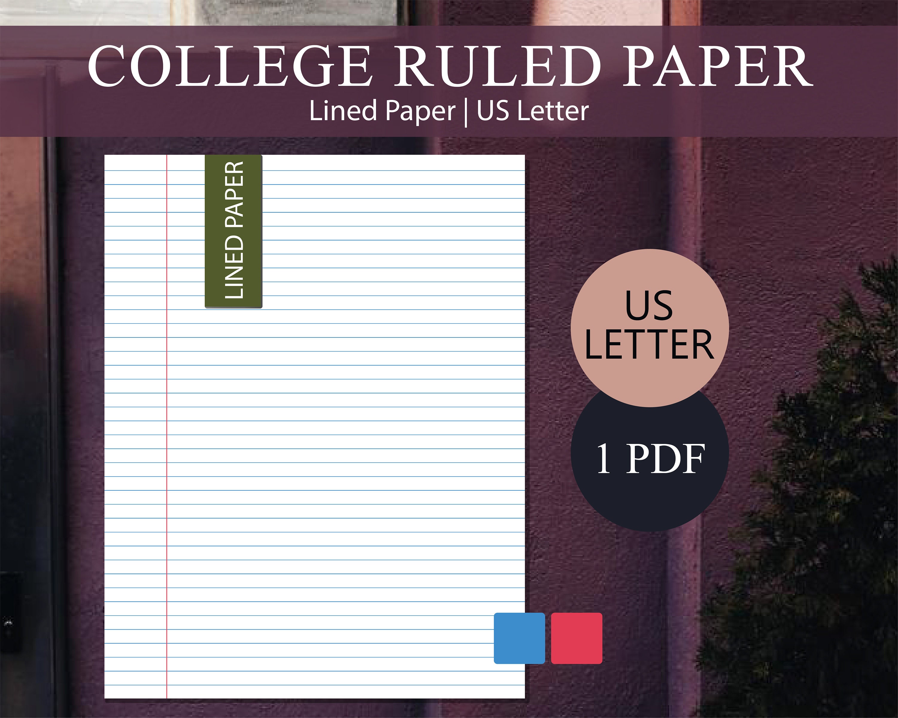 Printable College Ruled Paper Printable as Discbound Inserts, Letter ...