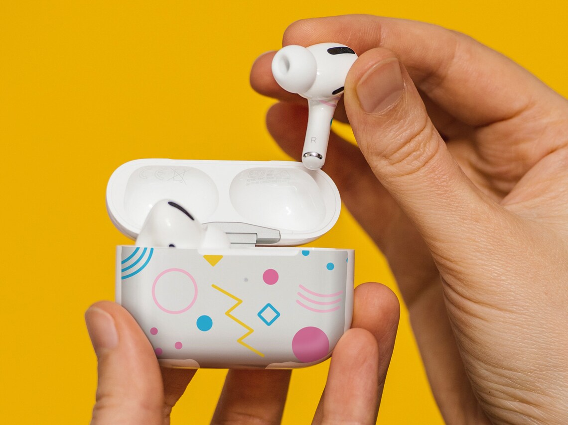 Multicolor geometric forms doodles print AirPods Skin | Etsy