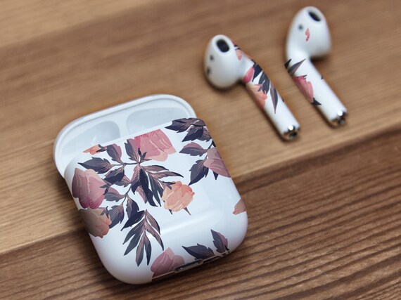 Pink blooming roses print AirPods Skin roses airpod botanical bts gift ...
