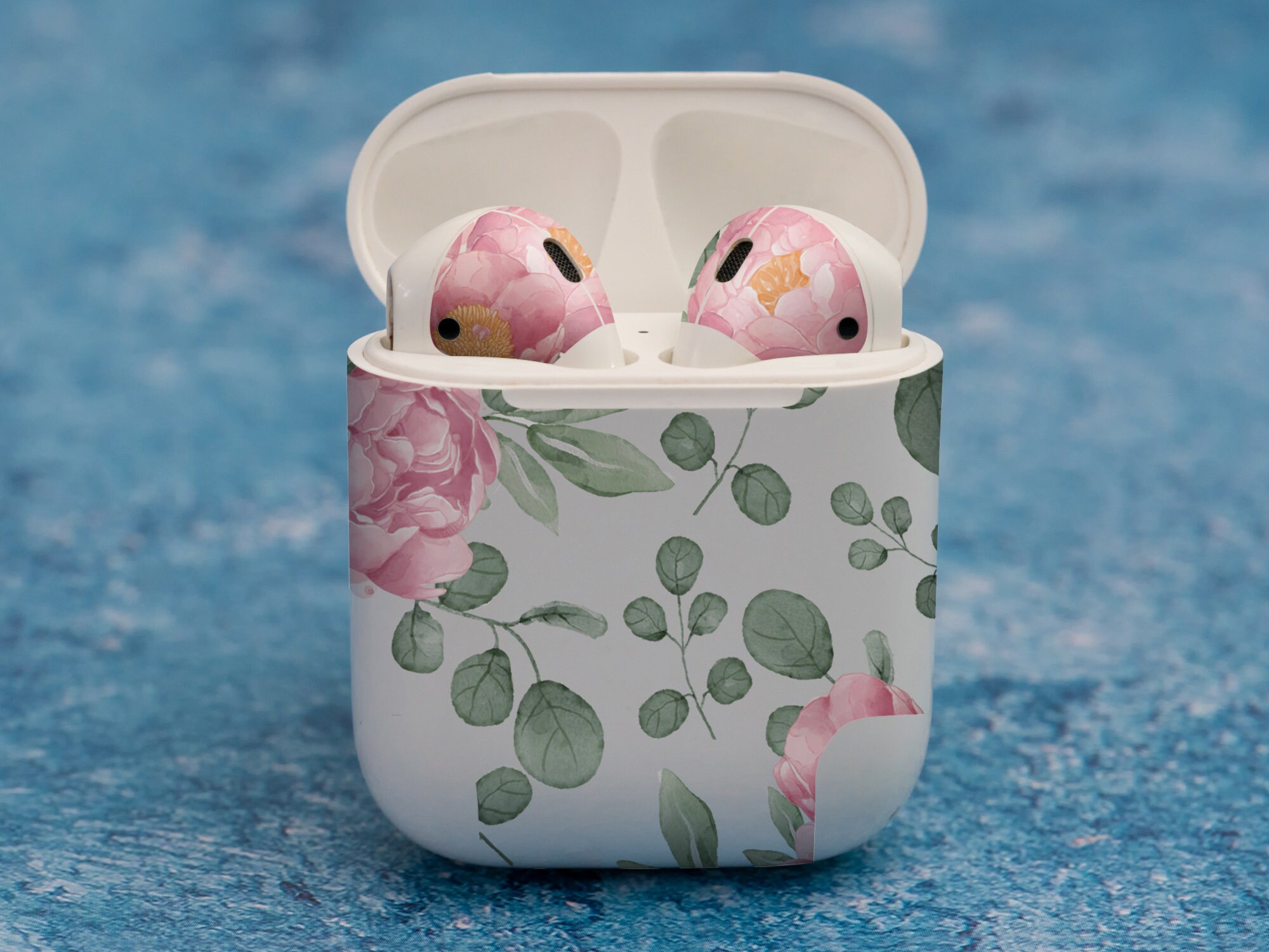 Pink blooming roses print AirPods Skin roses airpod botanical bts gift ...