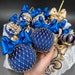 Set of Royal Blue and Gold Christmas Ornaments in the Gift Box. Velvet ...