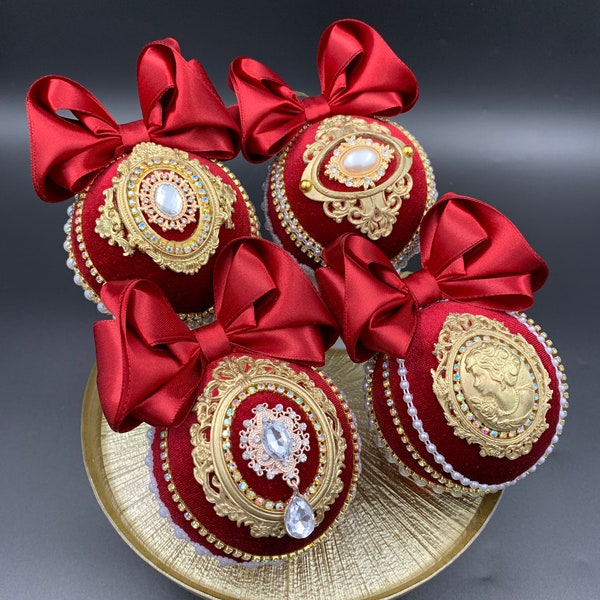 Christmas Ornaments Burgundy - Etsy