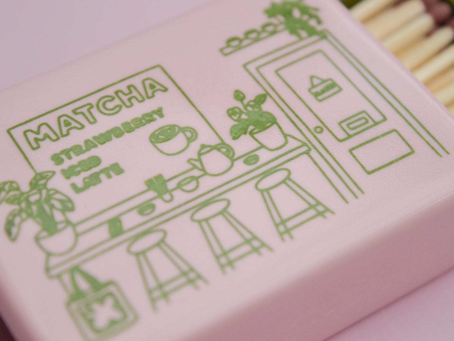 Strawberry Matcha Match Box | Pink and Green | Aesthetic Room Decor ...