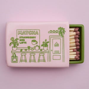 Strawberry Matcha Match Box | Pink and Green | Aesthetic Room Decor ...