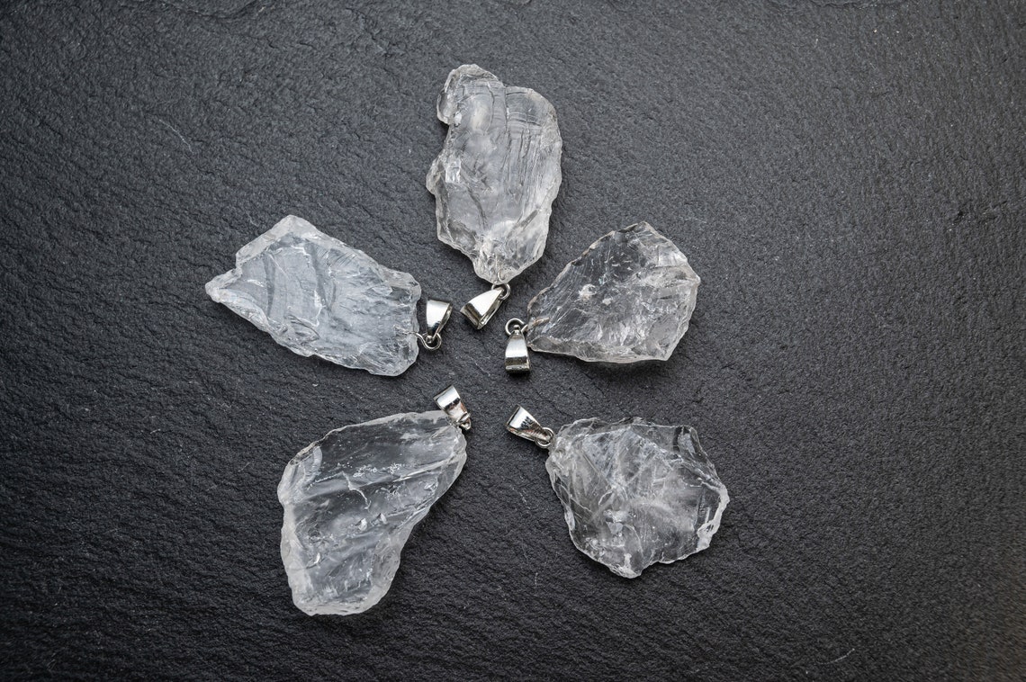 Raw White Quartz Crystal Pendant EU Freeform Pendant With Raw - Etsy