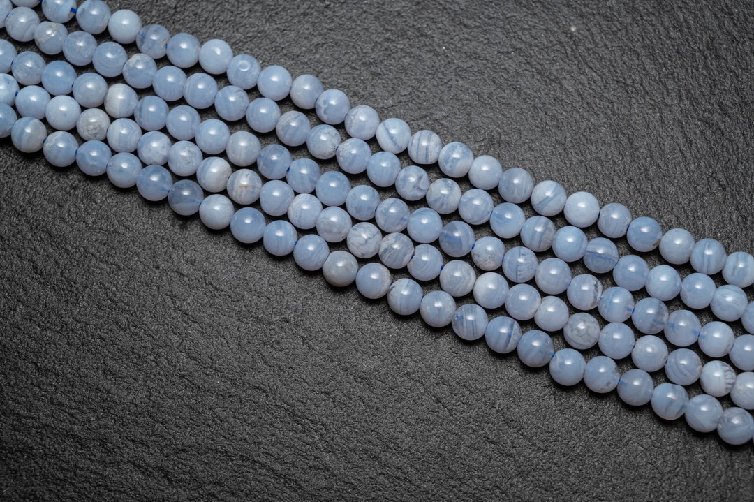 2 Sizes Natural Blue Lace Agate Round Beads, 10 Psc or Strand, Gemstone ...