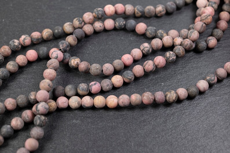 4 Sizes - Natural Frosted Rhodonite Jasper Beads EU, 4mm 6mm 8mm 10 Mm ...