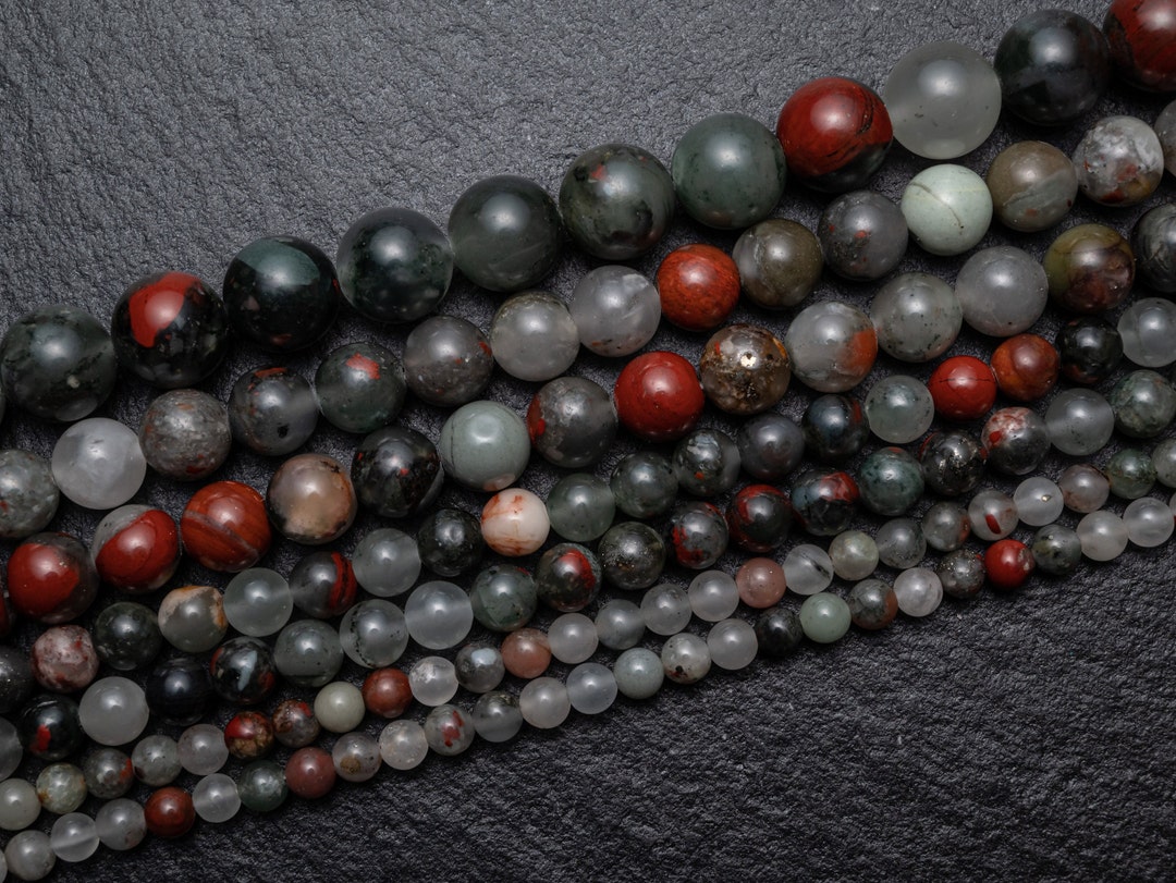 4 Sizes - Natural African Bloodstone Round Beads, Gemstone Beads 4mm 6 ...