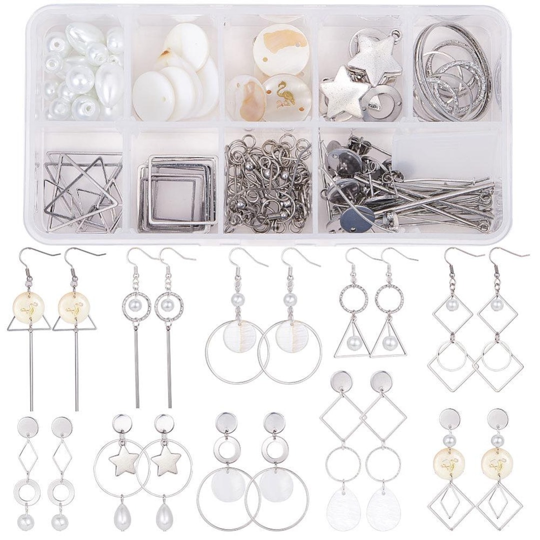 DIY Earring Jewelry Kit, 10 Pairs Shell Geometric Dangle Earring Kit ...