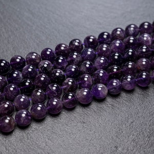 4 Sizes - Natural Amethyst Round Beads, 4mm 6mm 8mm 10mm Gemstone Beads ...