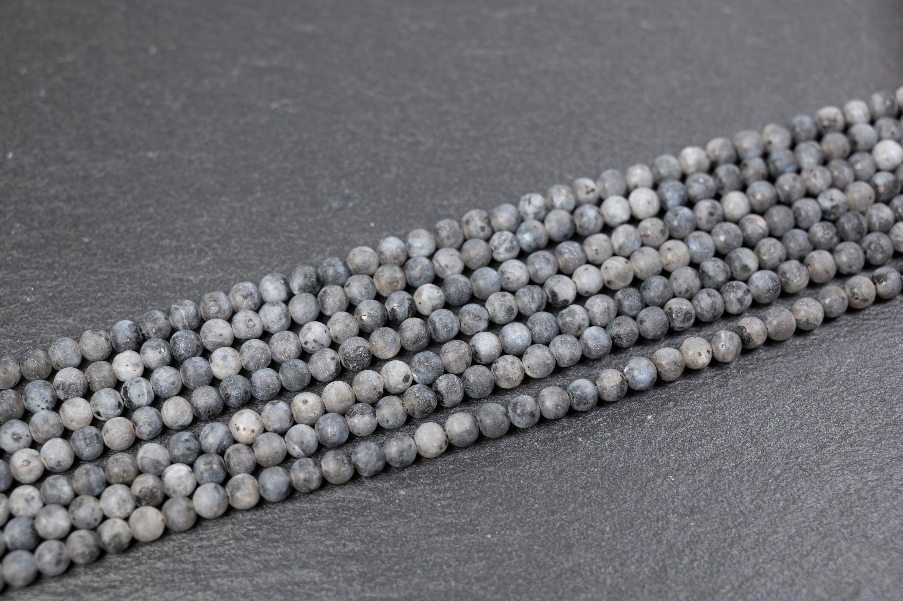 4 Sizes - Natural Frosted Larvikite Beads, Norwegian Matte Labradorite ...