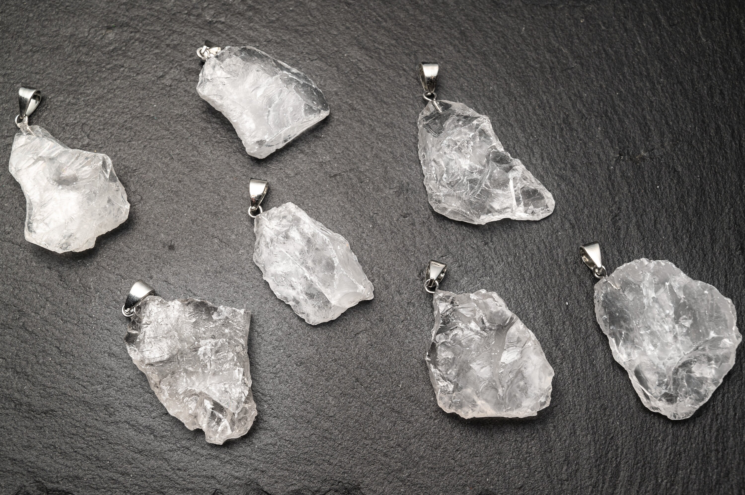 Raw White Quartz Crystal Pendant EU Freeform Pendant With Raw - Etsy