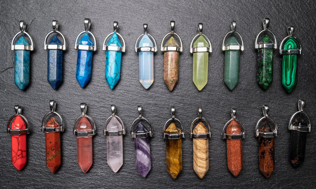 Crystal Point Pendant, Gemstone Pillar Point Necklace, Choose Your ...