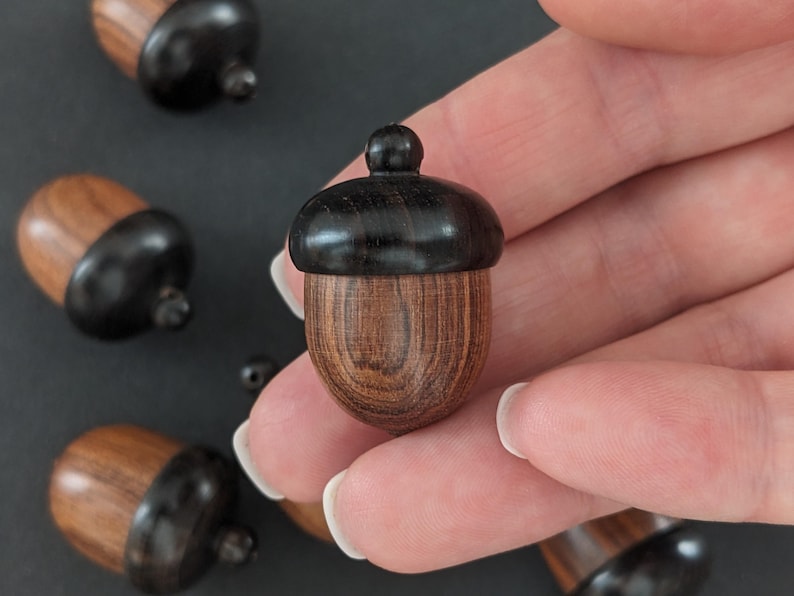 Wooden Acorn Pendant, Secret Capsule Charm, Wood Locket, Craft Supplies ...