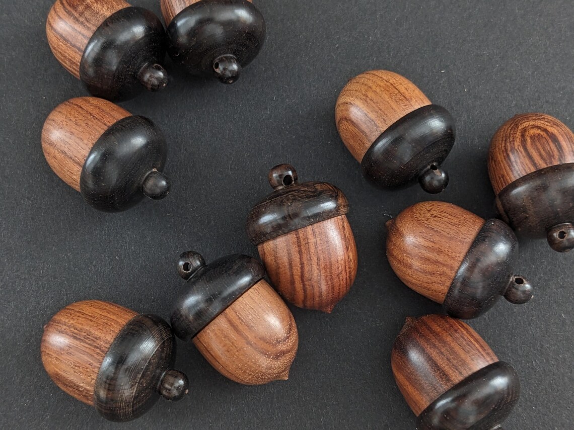 Wooden Acorn Pendant, Secret Capsule Charm, Wood Locket, Craft Supplies ...