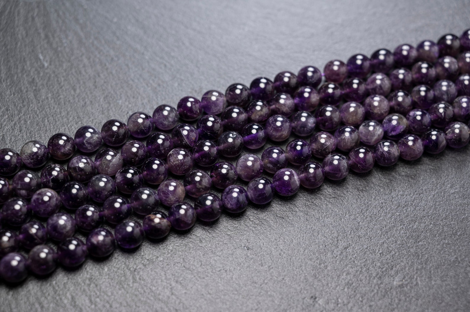 4 Sizes - Natural Amethyst Round Beads, 4mm 6mm 8mm 10mm Gemstone Beads ...