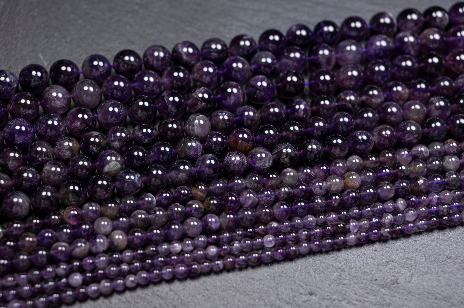 4 Sizes - Natural Amethyst Round Beads, 4mm 6mm 8mm 10mm Gemstone Beads ...