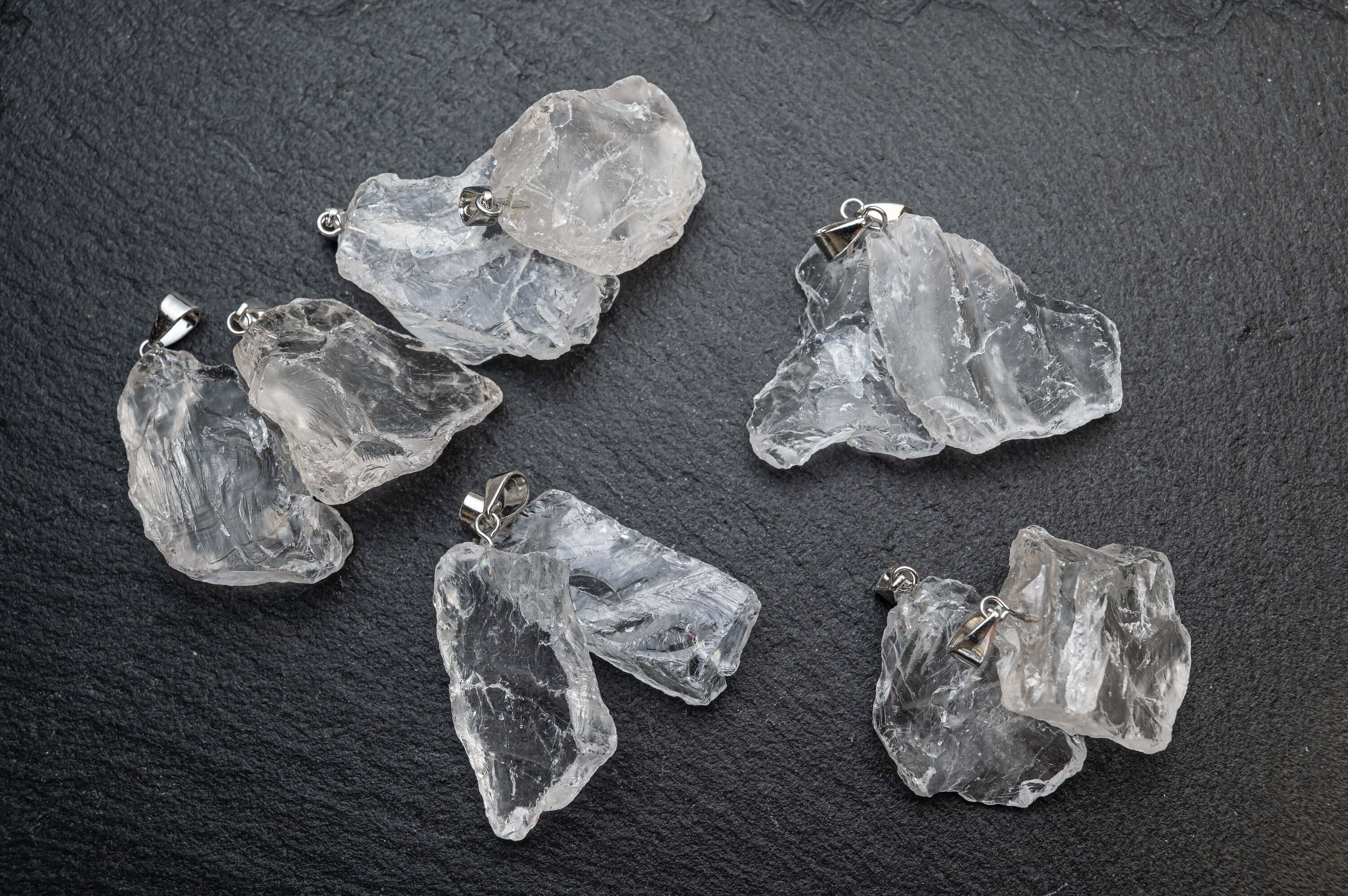 Raw White Quartz Crystal Pendant EU Freeform Pendant With Raw - Etsy