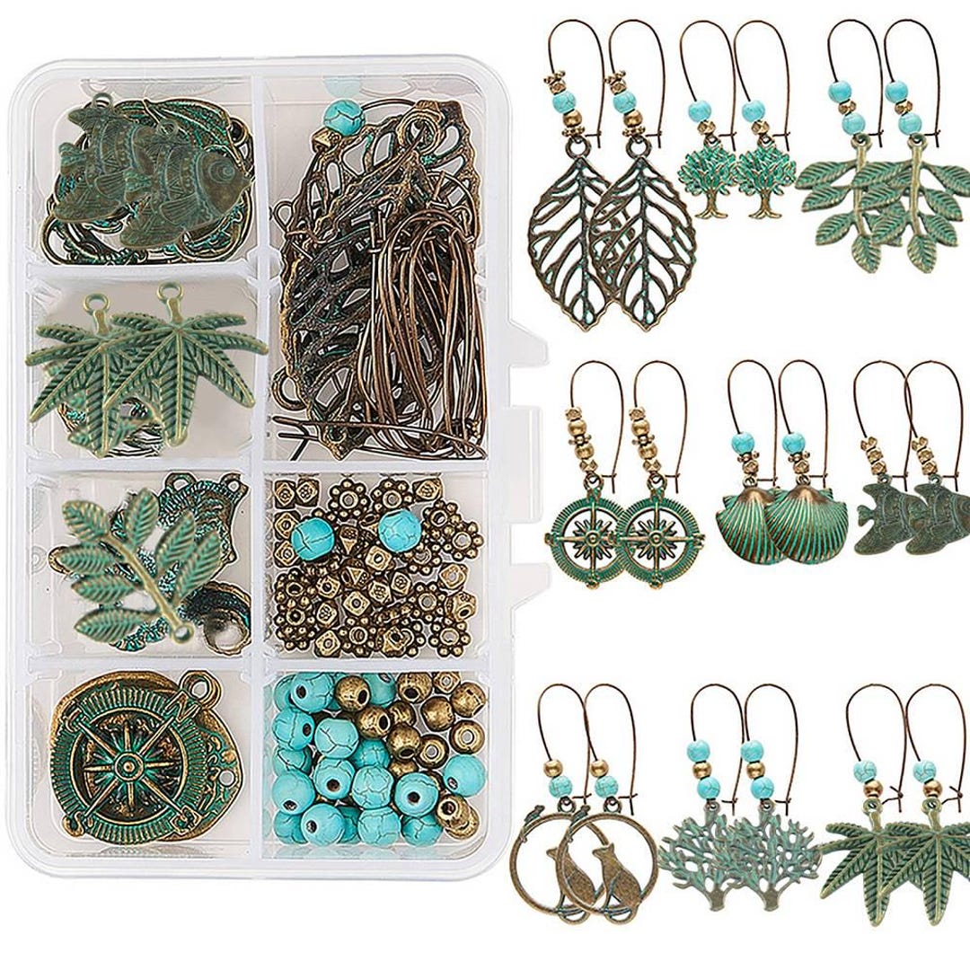 DIY Earring Jewelry Kit, 9 Pairs Bohemian Vintage Turquoise Dangle ...