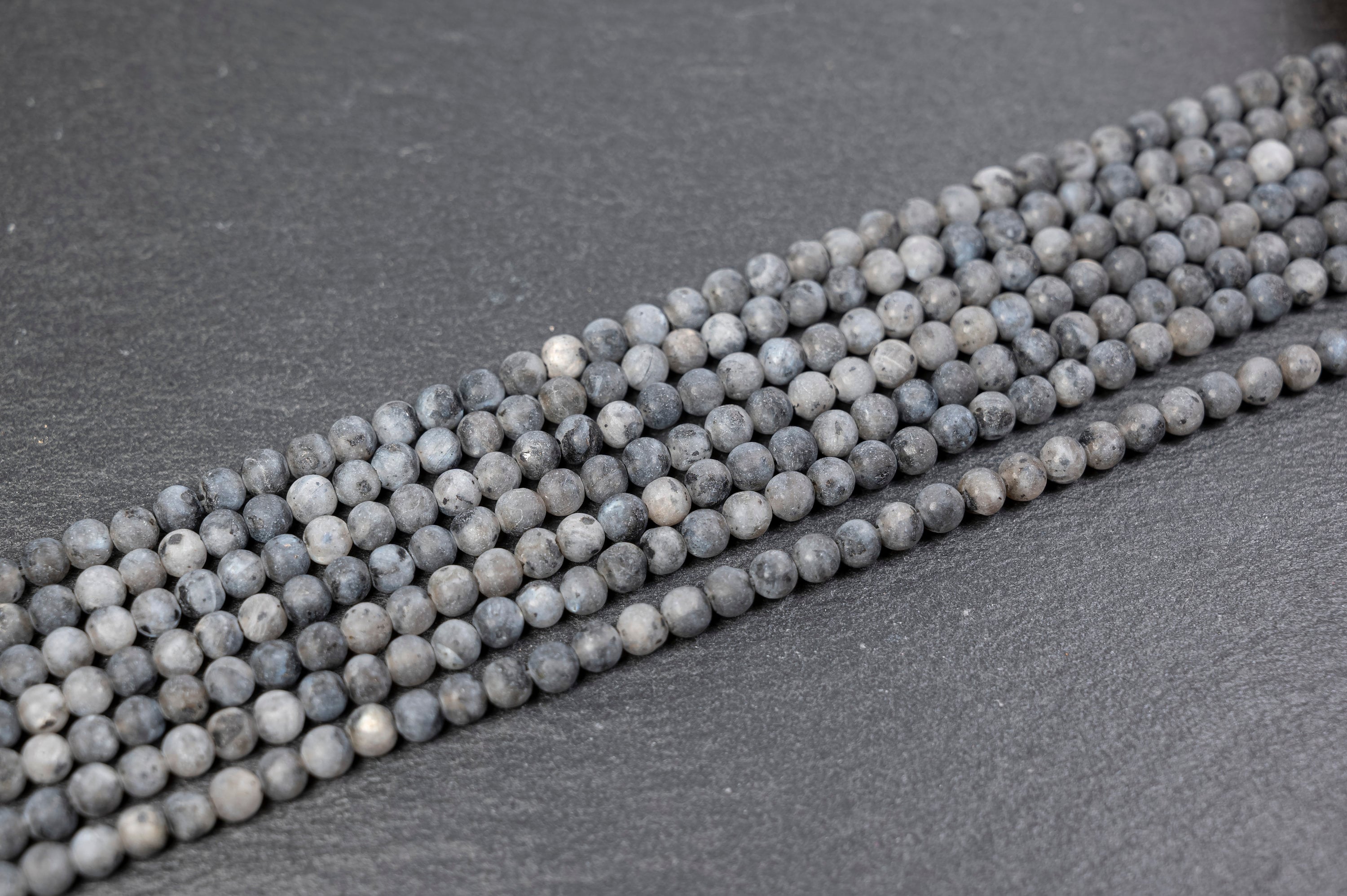 4 Sizes - Natural Frosted Larvikite Beads, Norwegian Matte Labradorite ...