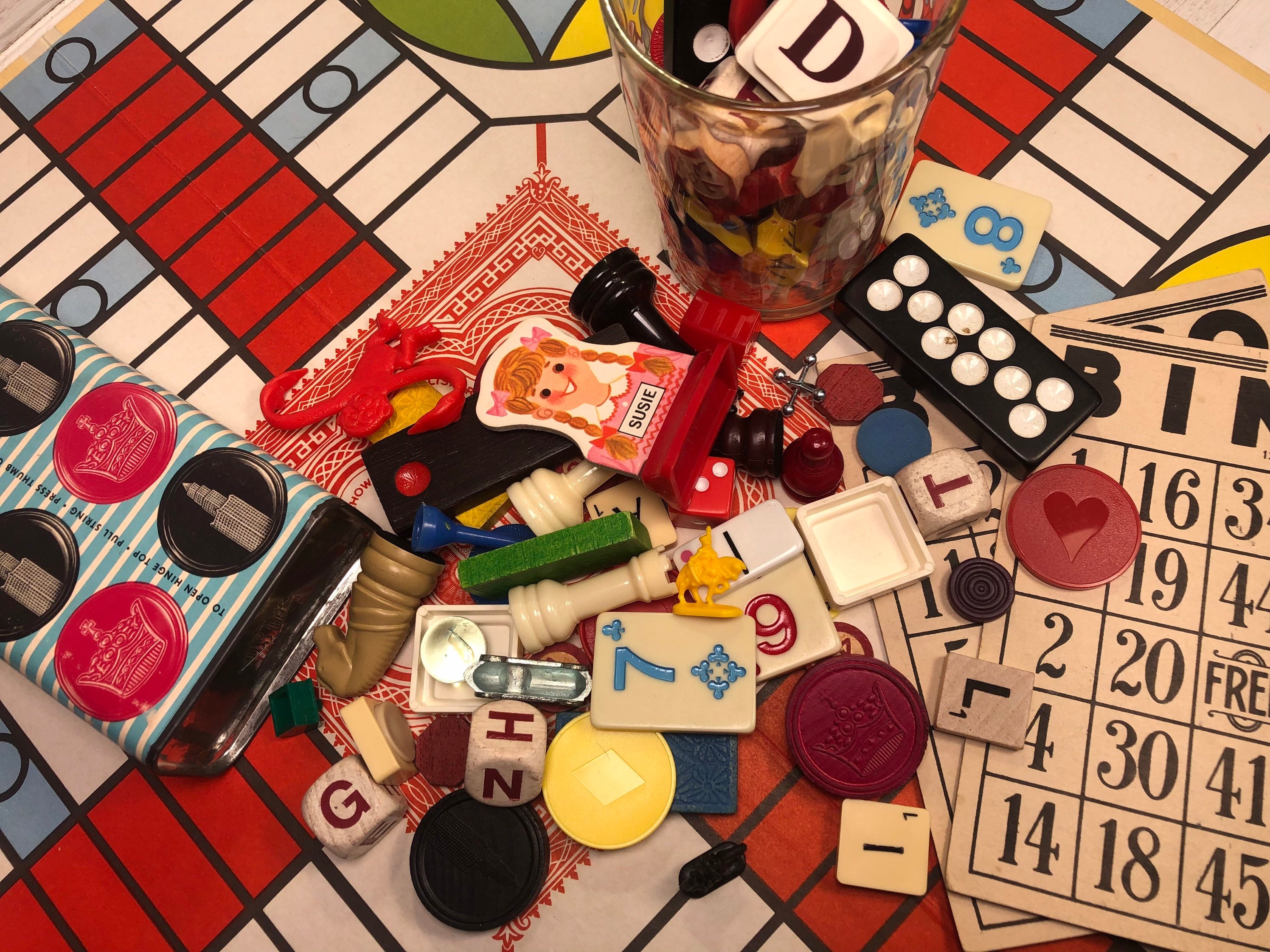 Vintage Game Piece Lot 100+ Pieces | Mixed Media Art Supplies, Craft ...