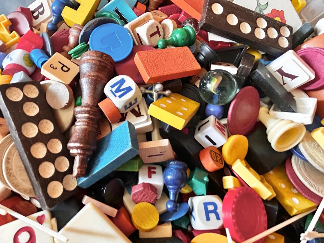 Vintage Game Piece Lot 100+ Pieces | Mixed Media Art Supplies, Craft ...