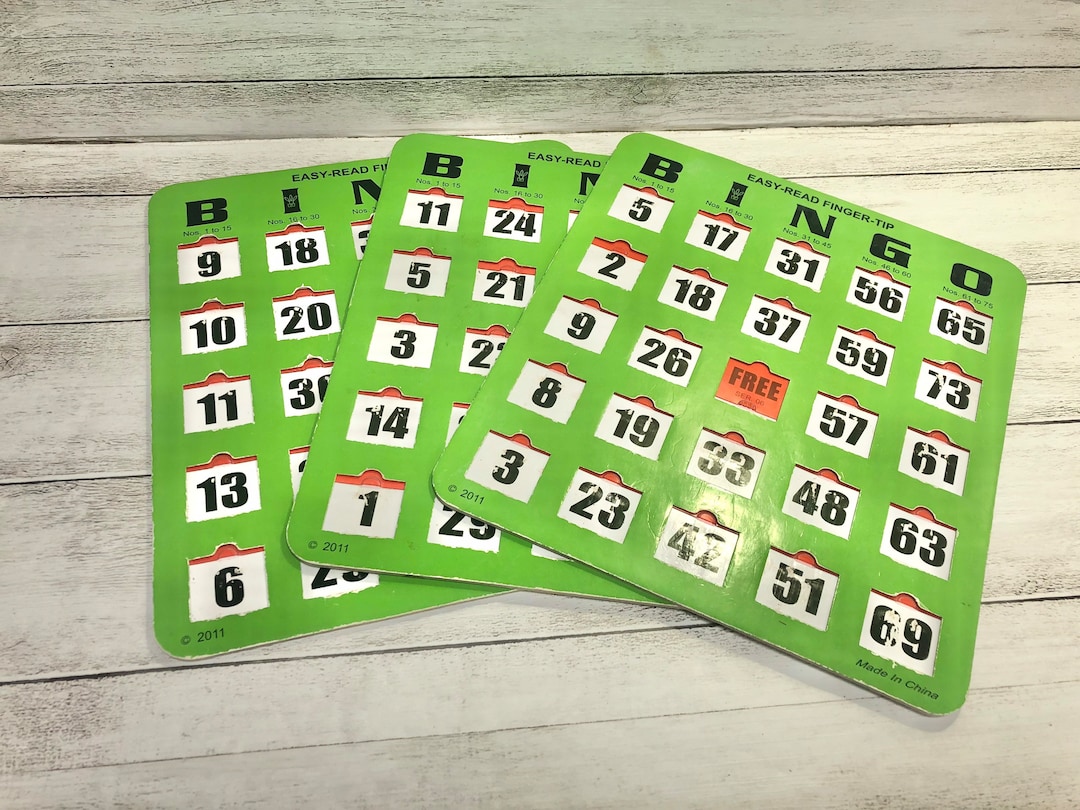Vintage Style Bingo Cards: Lime Green, Red Windows (set of 3) - Etsy