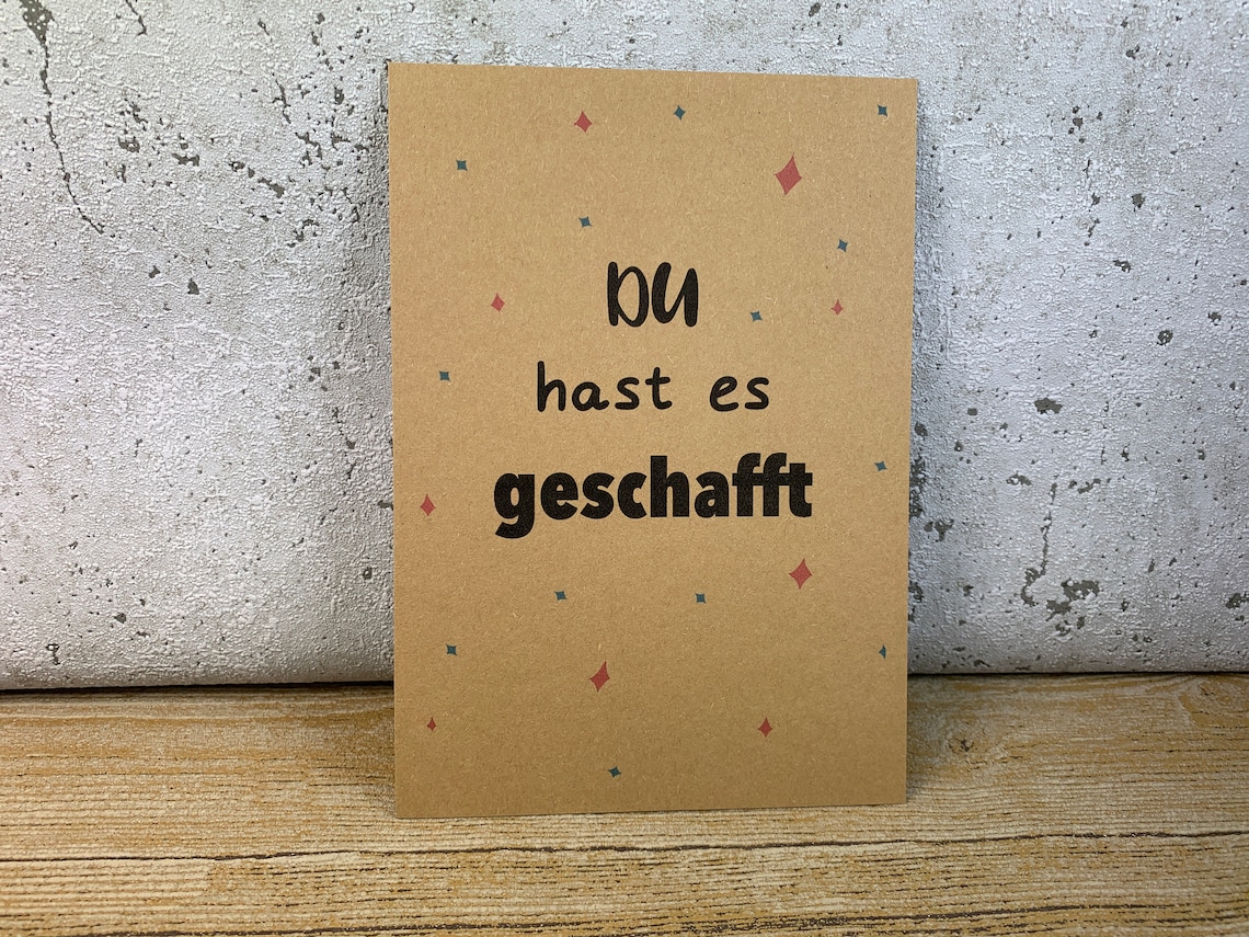 Nachhaltige Postkarte du hast es geschafft aus Kraftpapier | Etsy