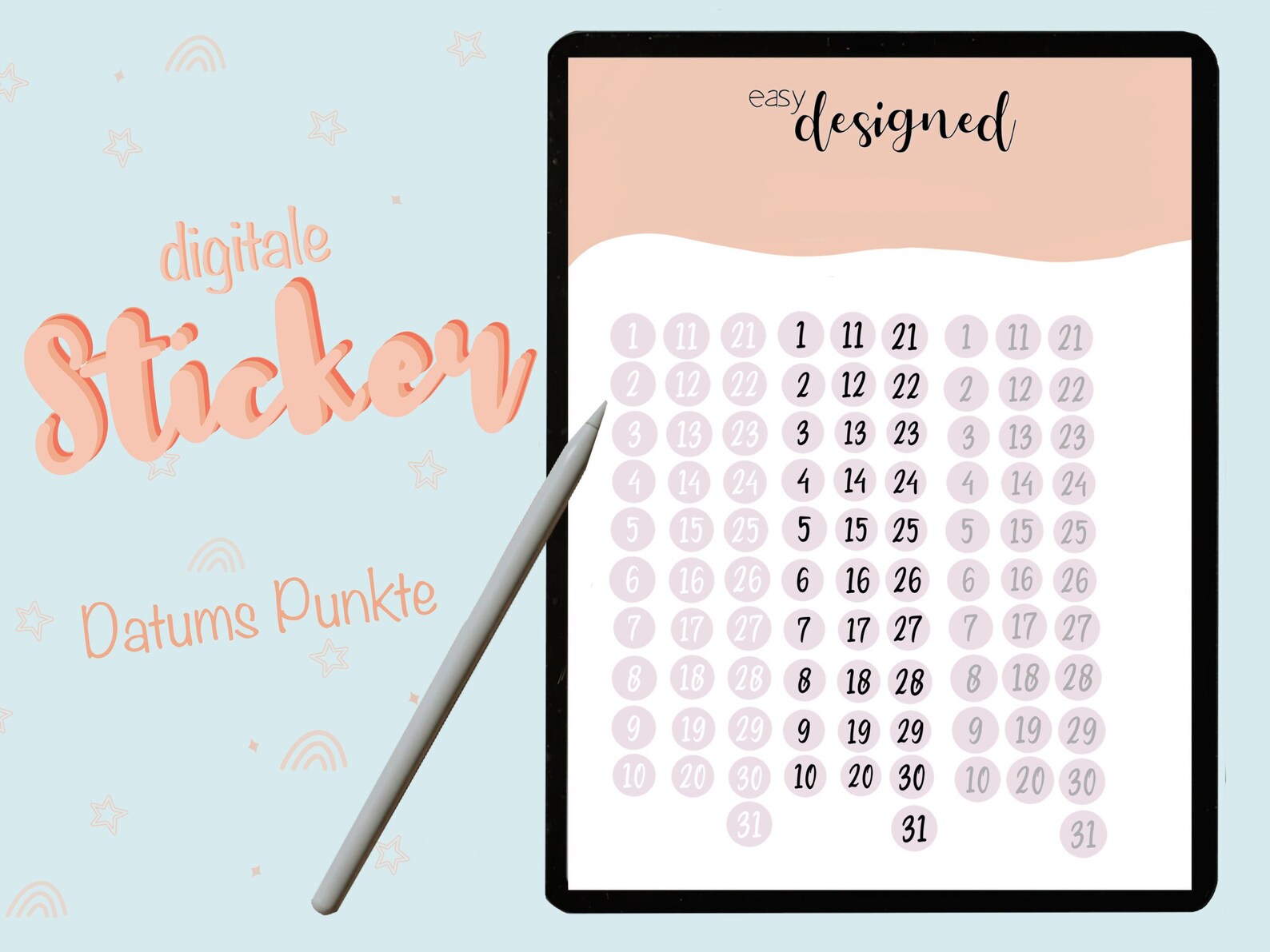 Datum Punkte für Bullet Journal/Kalender inkl. - Etsy France