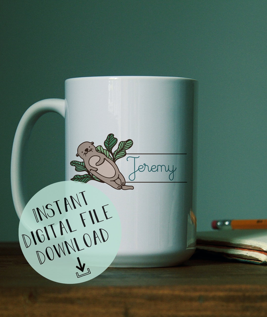 Otter Bundle Personalized - Svg Dxf Png Clipart - 8 Hand Drawn River ...