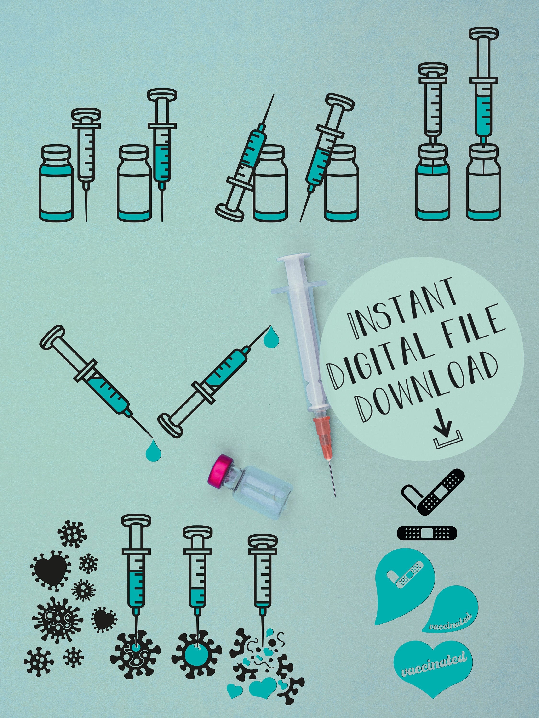 Covid Vaccine Svg Dxf Png Bundle Corona Vaccination Clipart Files - Etsy