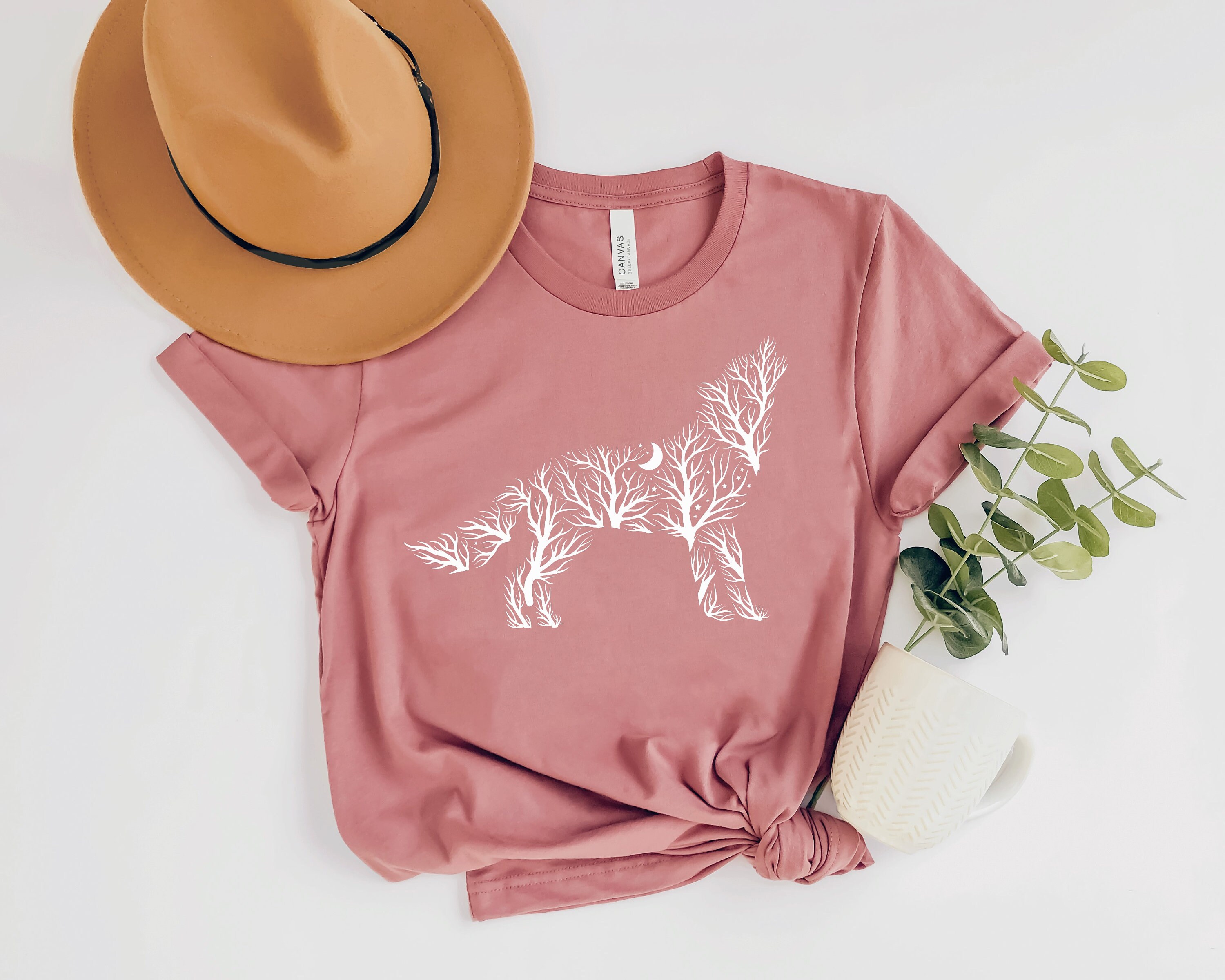 Wolf Shirt Howling Wolf Floral Wolf Wolf Lover Gift Animal | Etsy