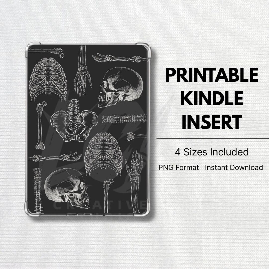 Gothic Skeleton Kindle Insert: Spooky Black Skull Design (digital ...