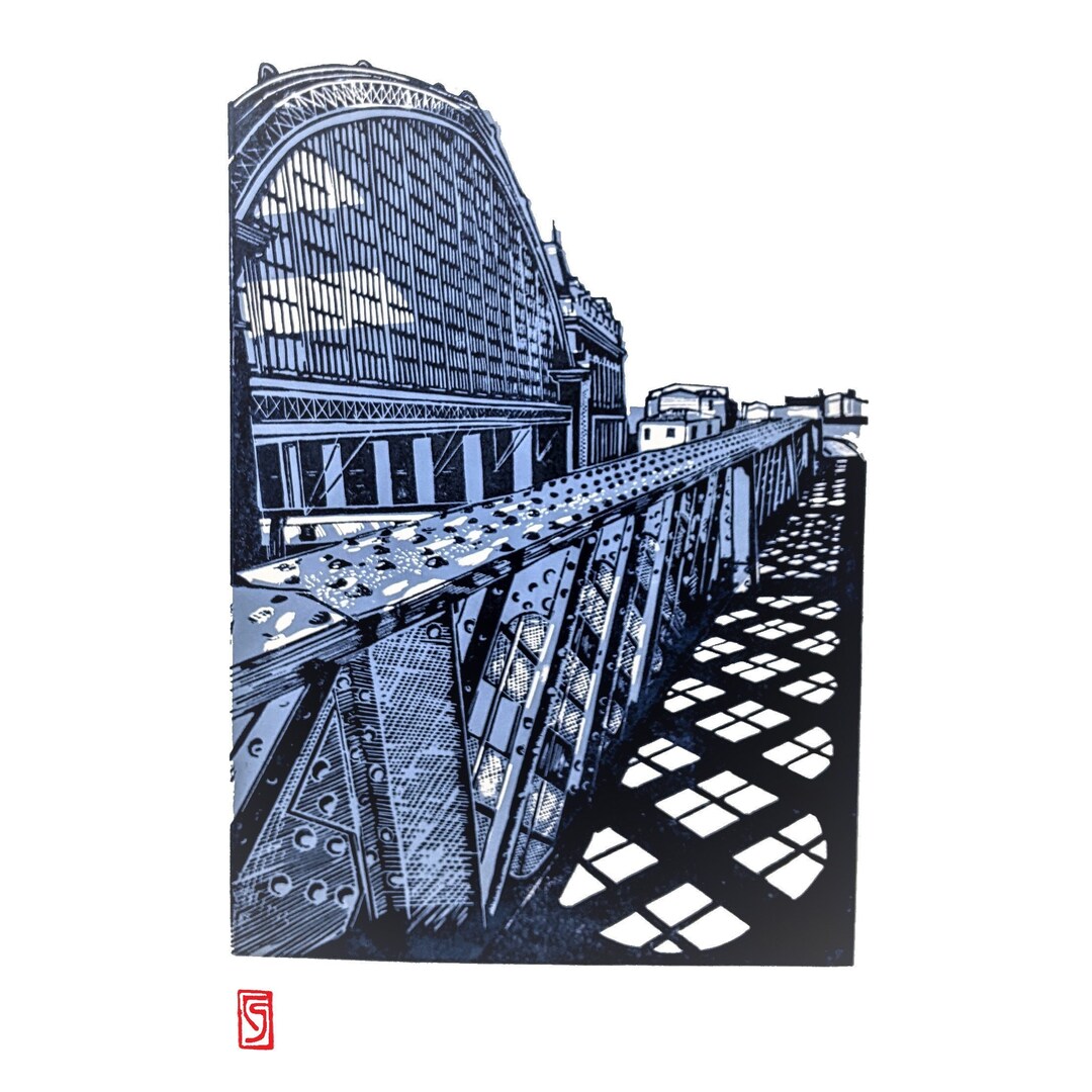 Station Bordeaux Linocut Linocut Wall Decoration - Etsy