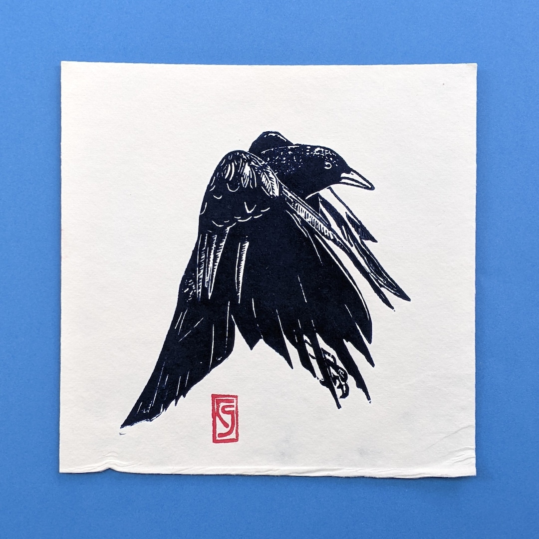 Jackdaw A Linocut Bird - Etsy