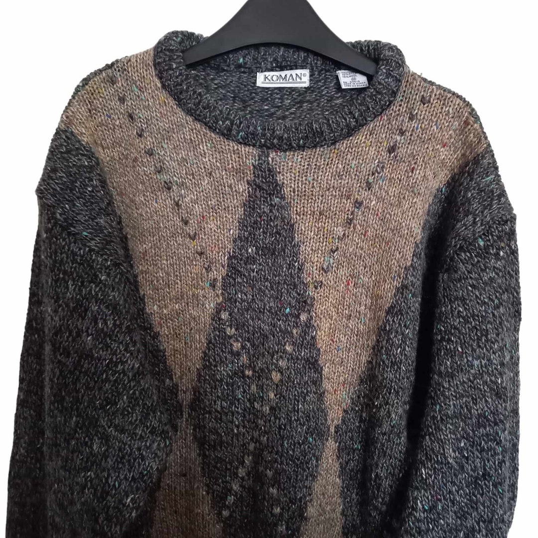 Vintage Brown Argyle Diamond Pattern Knit Jumper Size Small - Etsy