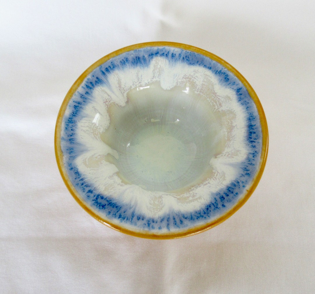 Small Wide Rimmed Asian Inspired Porcelain Pottery Bowl. Handmade Wheel ...