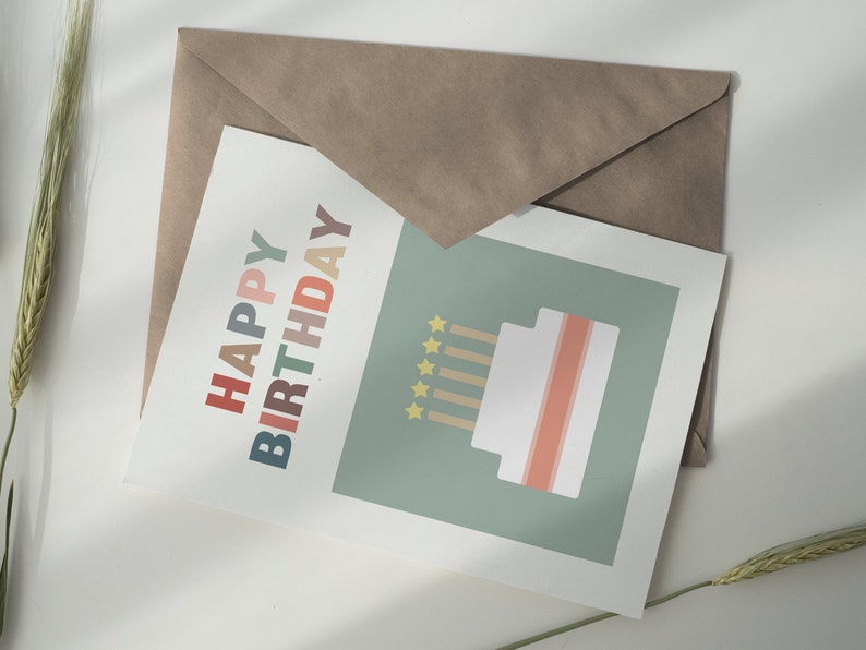 Digital Happy Birthday Card | Printable Pastel Color Birthday Card ...