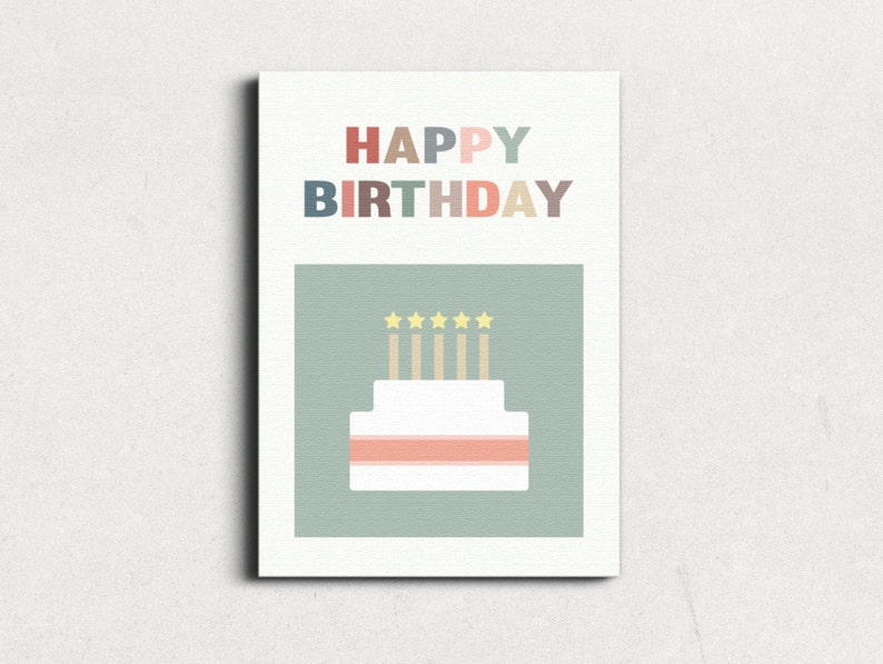 Digital Happy Birthday Card | Printable Pastel Color Birthday Card ...